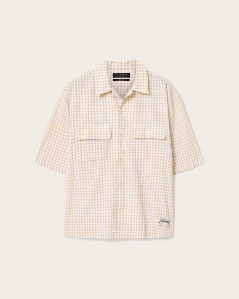 Rockland Oversized Short Sleeve Check Shirt DESERT YELLOW | ALLSAINTS US